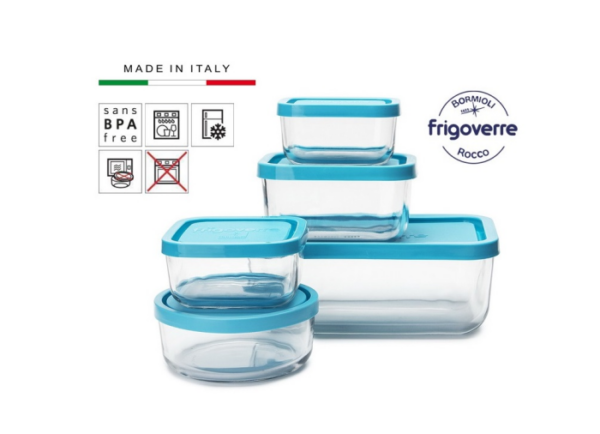 Bormioli Rocco Frigoverre 5PC Set Glass Food Storage Container ...
